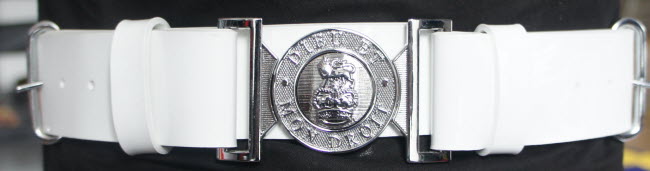 White Parade Belt with chrome service buckle