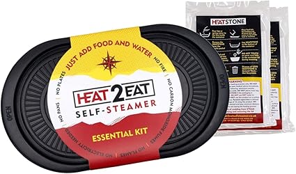 Heat2Eat Small Self Steamer Black + 2 x HeatStones