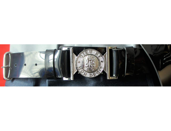 Black pvc parade belt with chrome service buckle