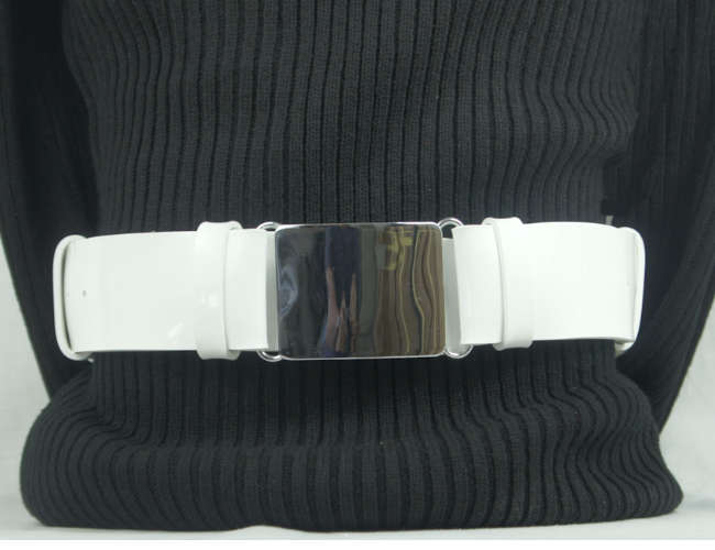 White pvc parade belts | chrome plate